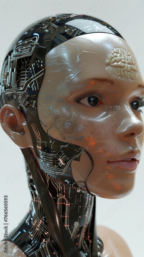 Innovation Unleashed: Realistic Humanoid Head with AI Brain Circuits in ...