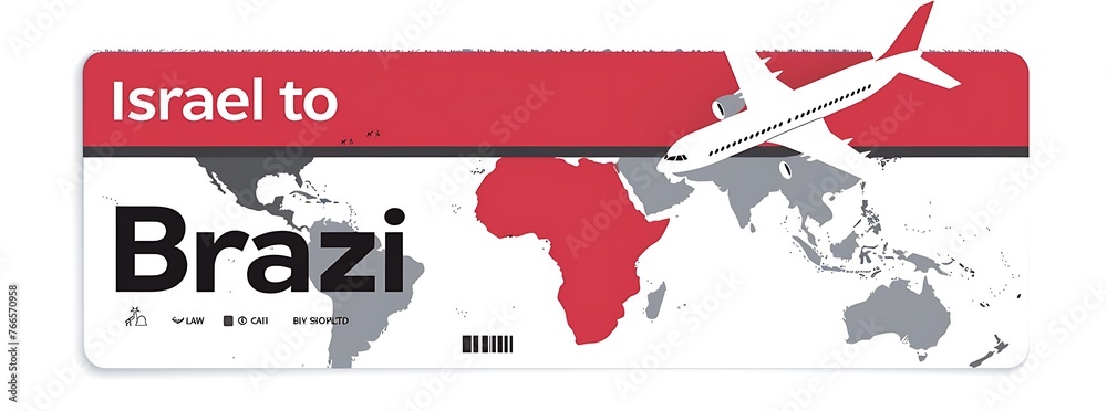 Airline ticket, boarding pass, Israel to Brazil airplane ticket design ...