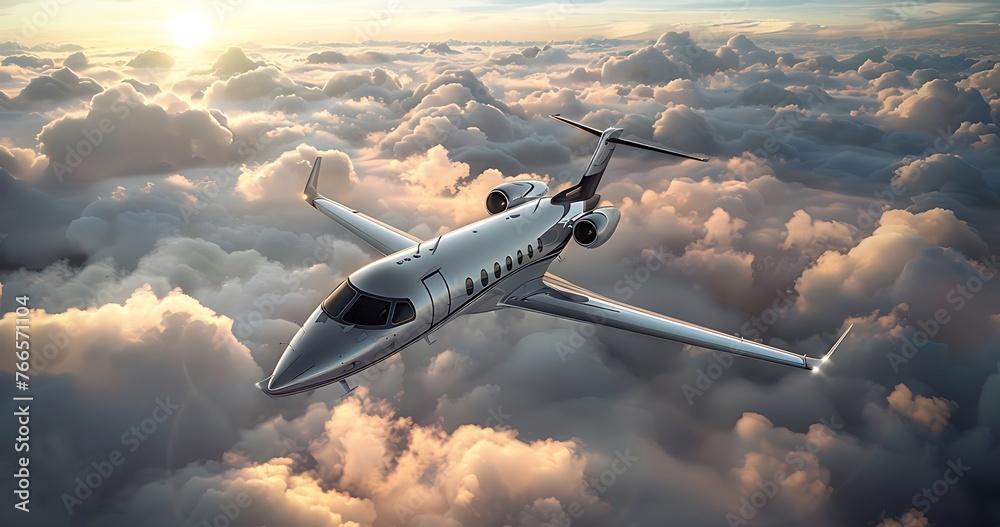 Private Jet Airplane In The Sky: White Luxury generic design private ...