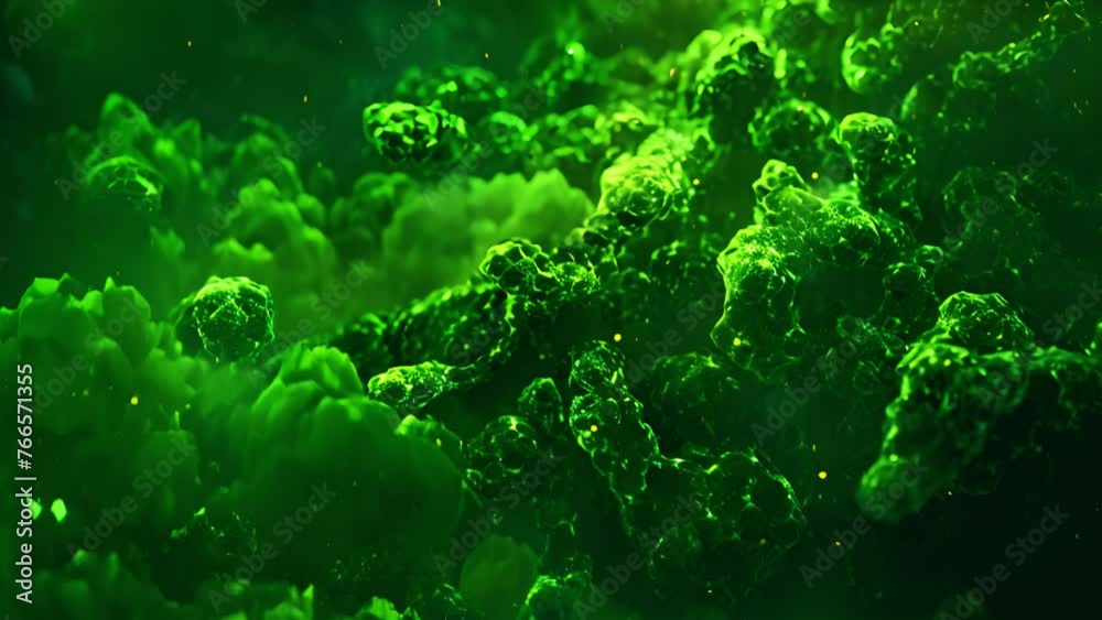 Green toxic poison animated bacteria cell and virus microscope 3d ...