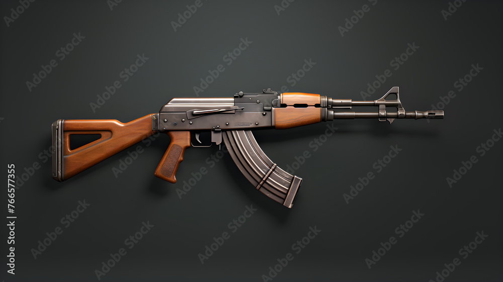 Detailed Isolated Display of the Iconic AK-47 Assault Rifle: A Symbol ...