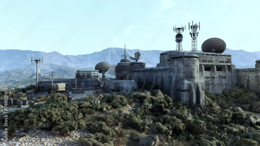 A futuristic military base war bunker in a sci-fi setting Stock Video ...