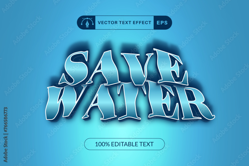 Editable save water text effect cartoon font style Stock Vector | Adobe ...