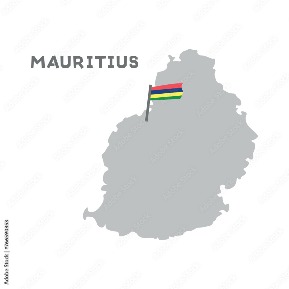 Mauritius vector map with the flag inside. Map of the Mauritius with ...