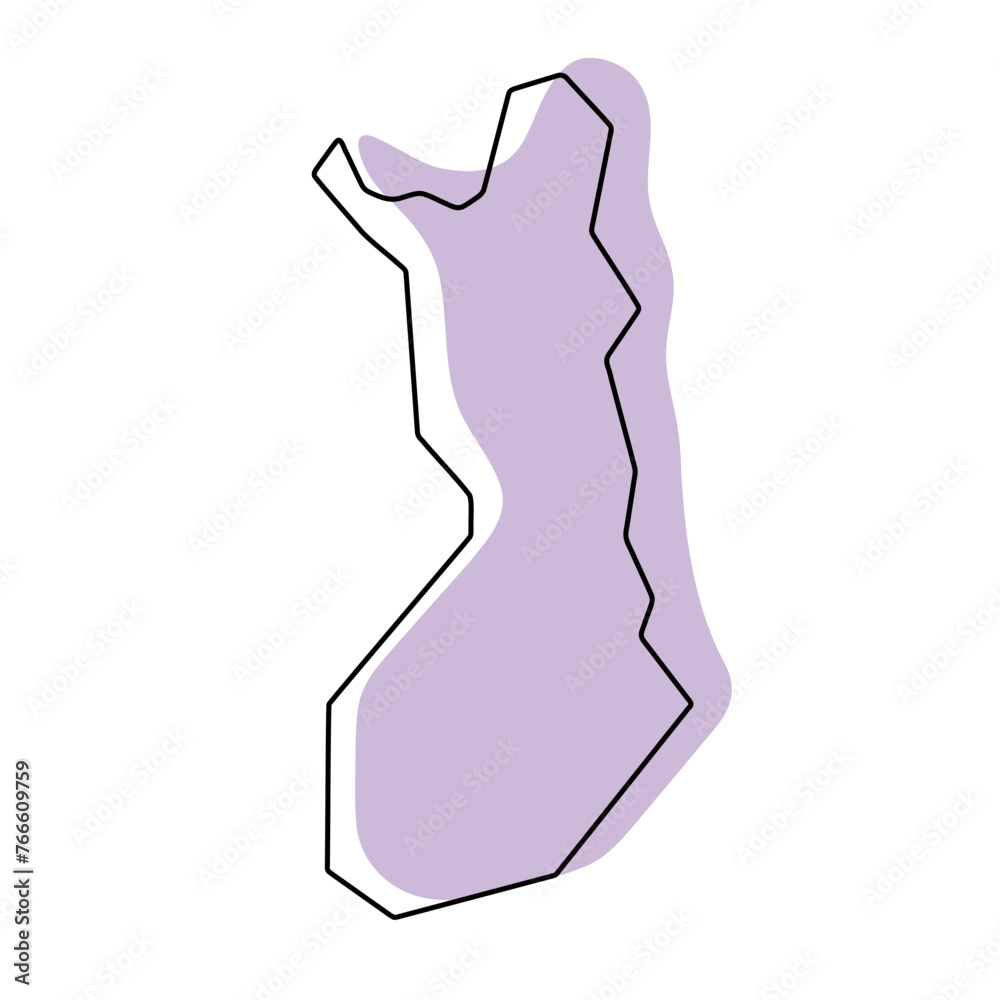 Finland country simplified map. Violet silhouette with thin black ...