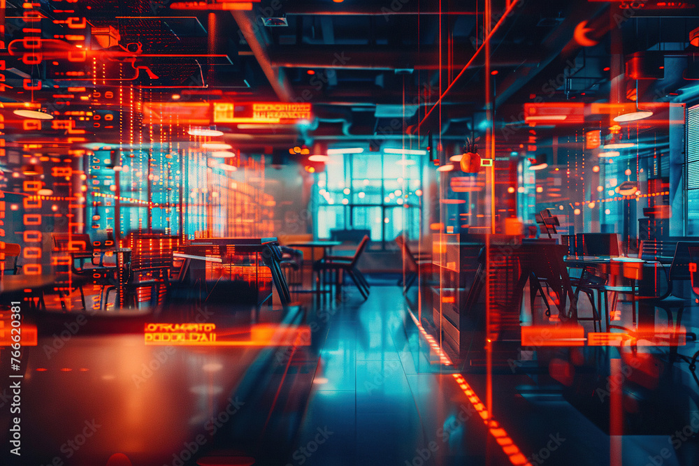 Blur Shining Business Coding Chart Pattern on Blurred Office Background ...