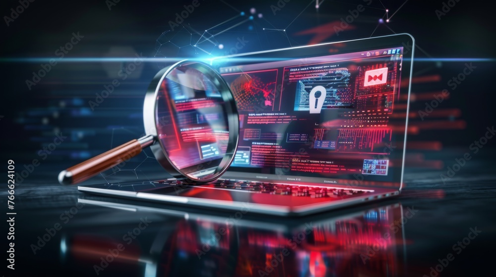 infographic charts analysis of corporate laptop antivirus or phishing malware attach detection ...