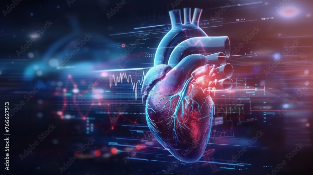 futuristic medical research or heart cardiology health care with ...