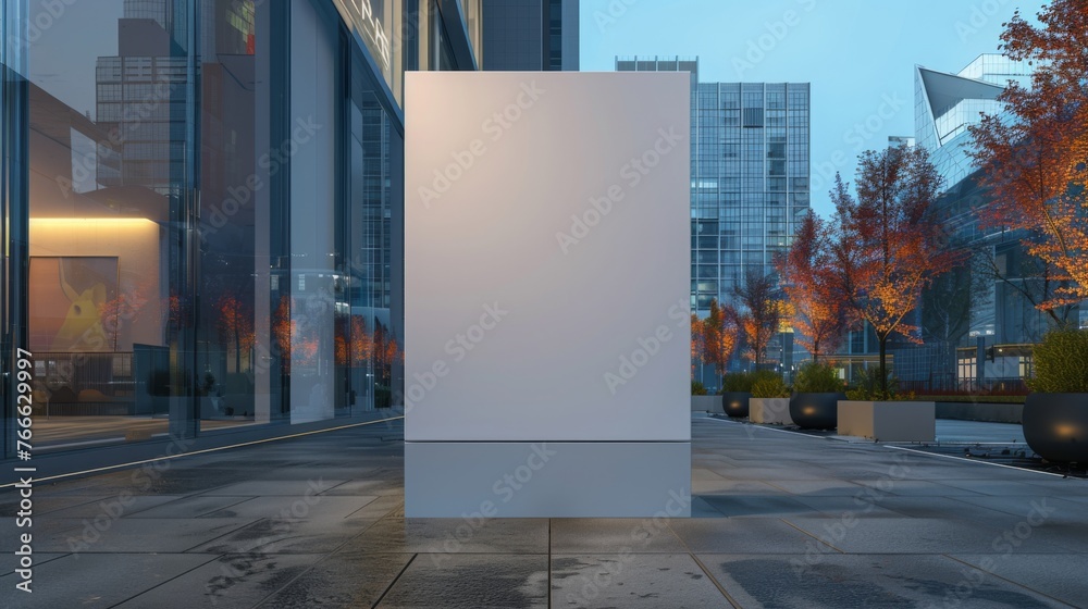 cube design street public space white signboard or park advertisement ...