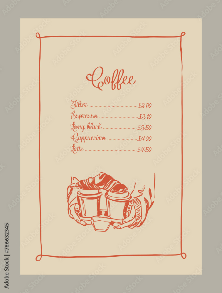 Elegant coffee menu template. Matisse style food and beverage ...