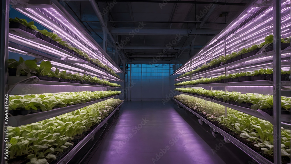Indoor Vertical Farming with Hydroponic System Technology. Modern ...