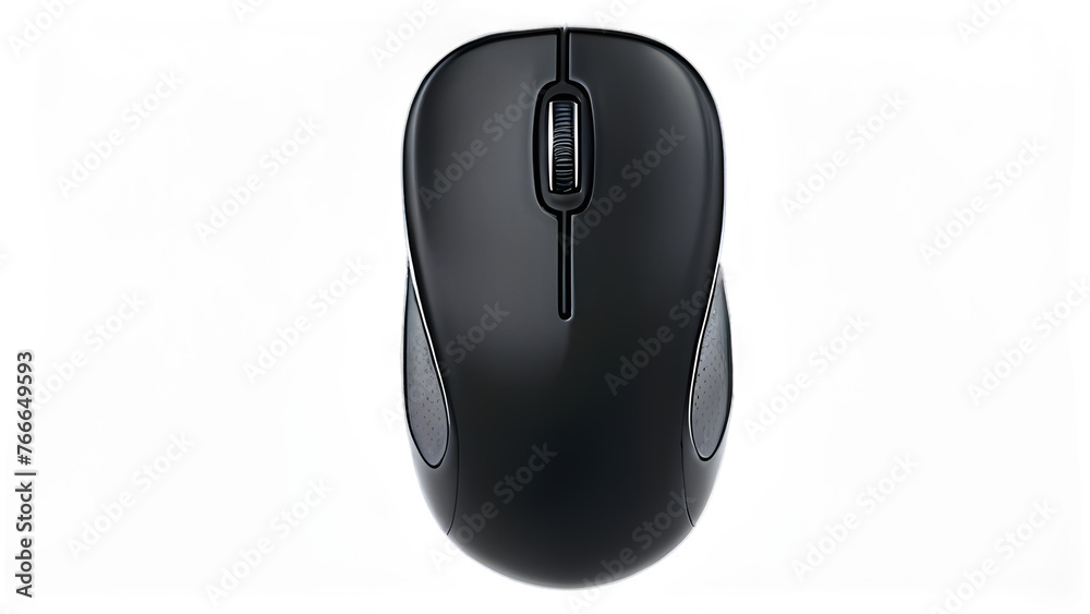Wireless black computer mouse top view. Isolated png with transparency ...