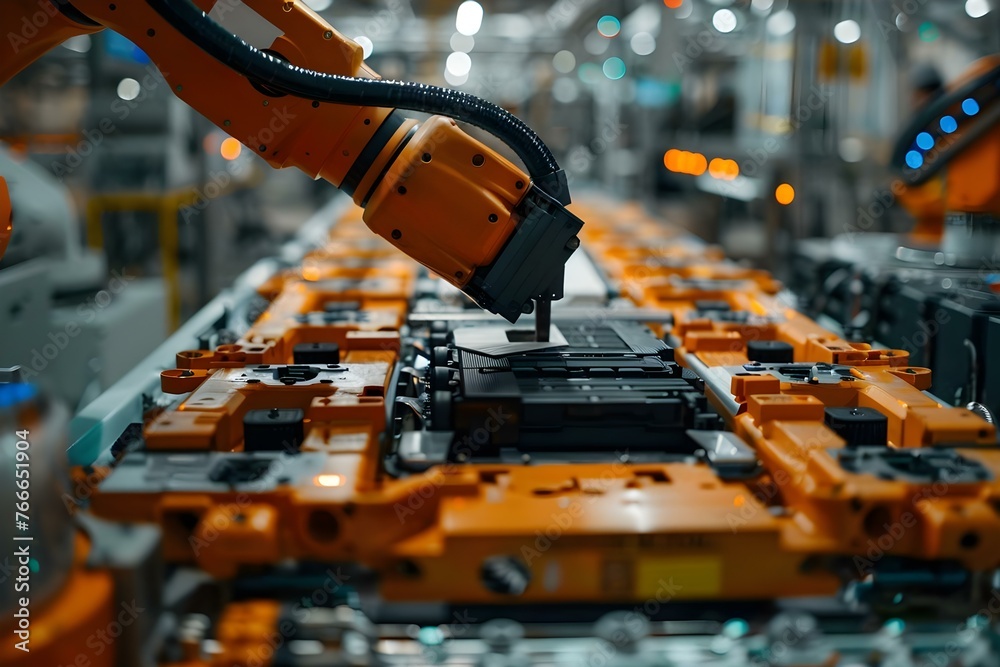 Automated assembly of EV battery at green energy giga factory to ...