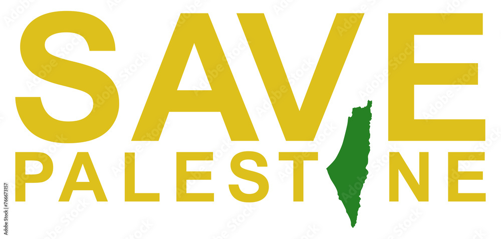 Text Illustration About 'SAVE PALESTINE', can use for Poster, Banner ...
