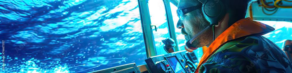 Oceanographer Mapping Seabed: A portrait of an oceanographer using ...