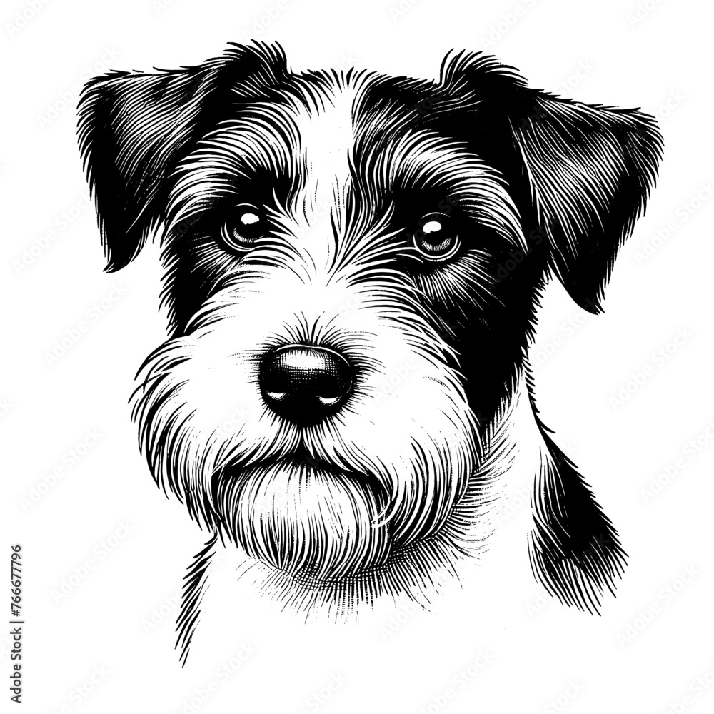 Parson Russell Terrier portrait. Hand Drawn Pen and Ink. Vector ...