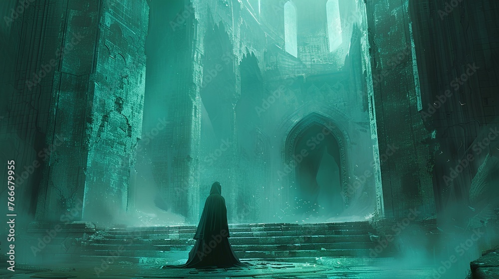 ancient attractive sorceress awake from bondage in the medieval castle ...