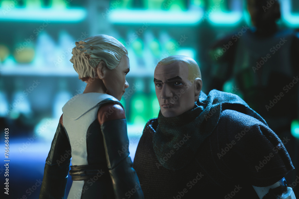 NEW YORK USA, APRIL 2 2024: Star Wars The Bad Batch - Omega meets Clone ...