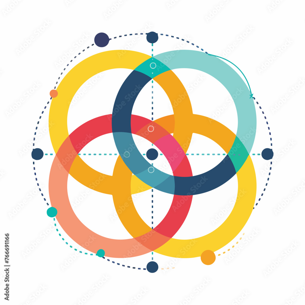 Venn diagram 6 circle with dash line chart infograp Stock Vector ...