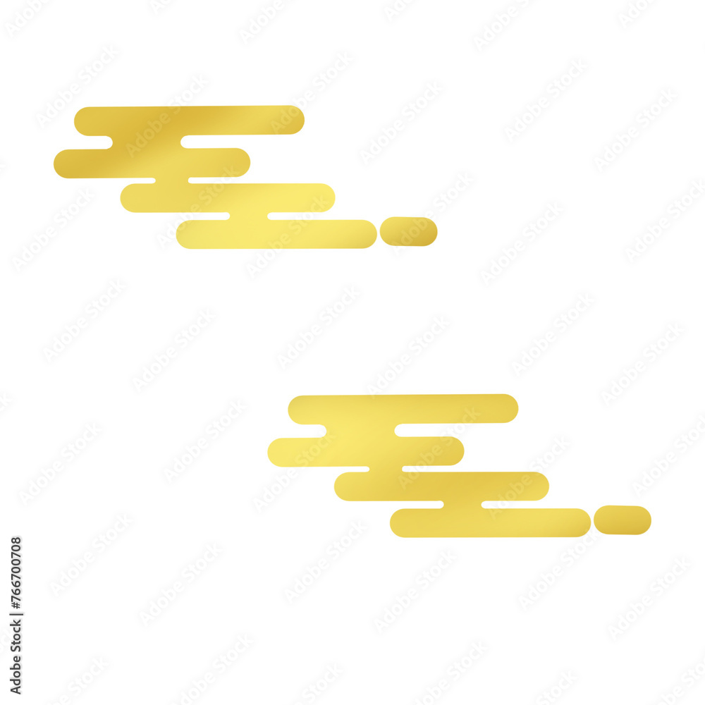 Isolate Japanese golden cloud PNG transparent image, shape of oriental ...