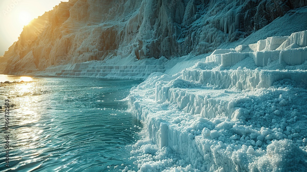 Sea salt farm. Pile of white salt. Raw material of salt industrial ...