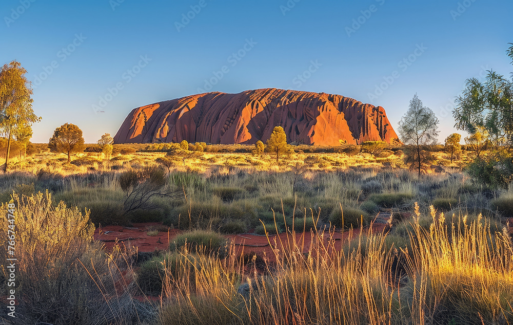 A panoramic view of the iconic rock formation known as Angel’s Rock in ...