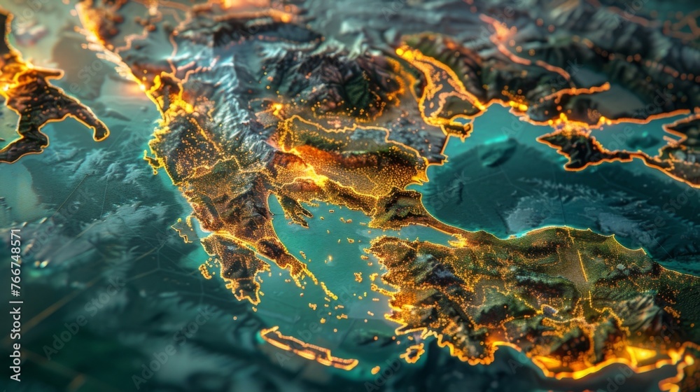 A detailed map of the world displaying continents, countries, cities ...