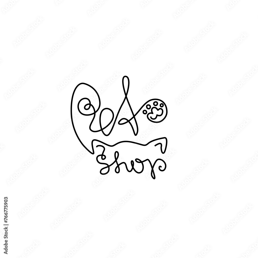 Pet shop logo icon. Pet care, pet friendly, emblem, continuous line ...