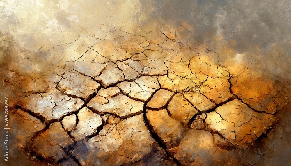 a digital painting highlighting the texture of dry soil with intricate ...