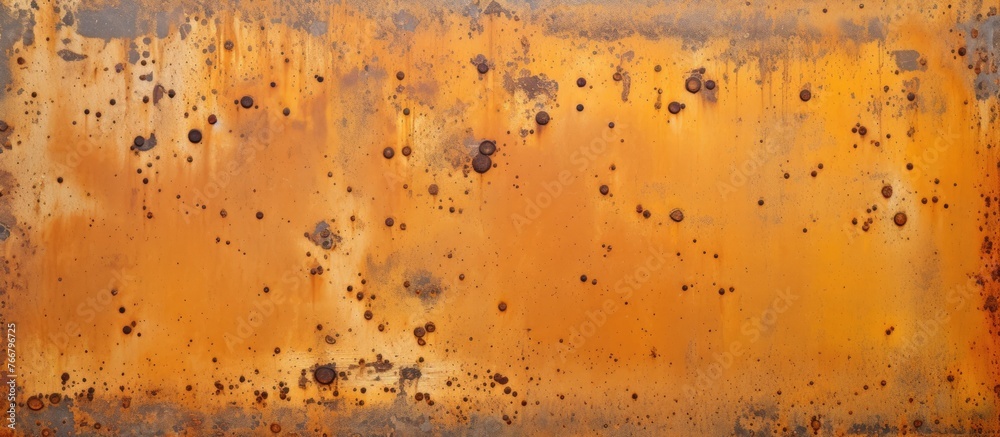 An aged and deteriorated metal surface showcasing various patches of ...