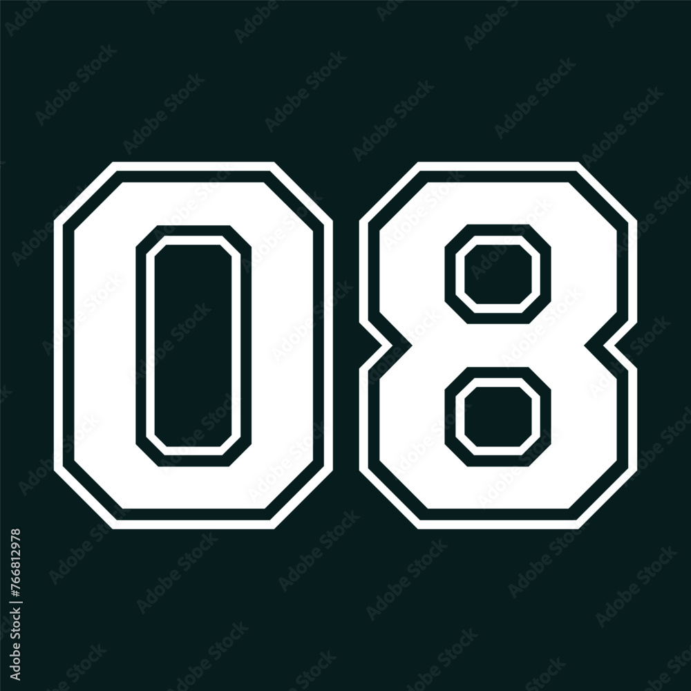 08 Classic Vintage Sport Jersey / Uniform numbers in black with a black ...