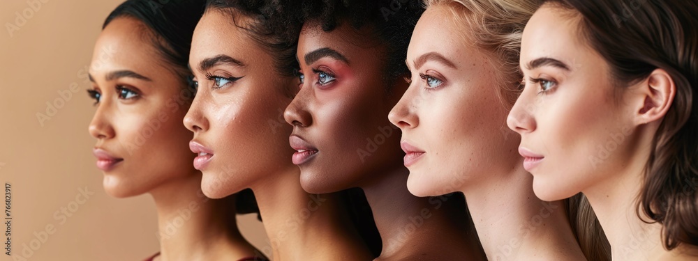 beautiful women with natural beauty and glowing smooth skin diverse and ...