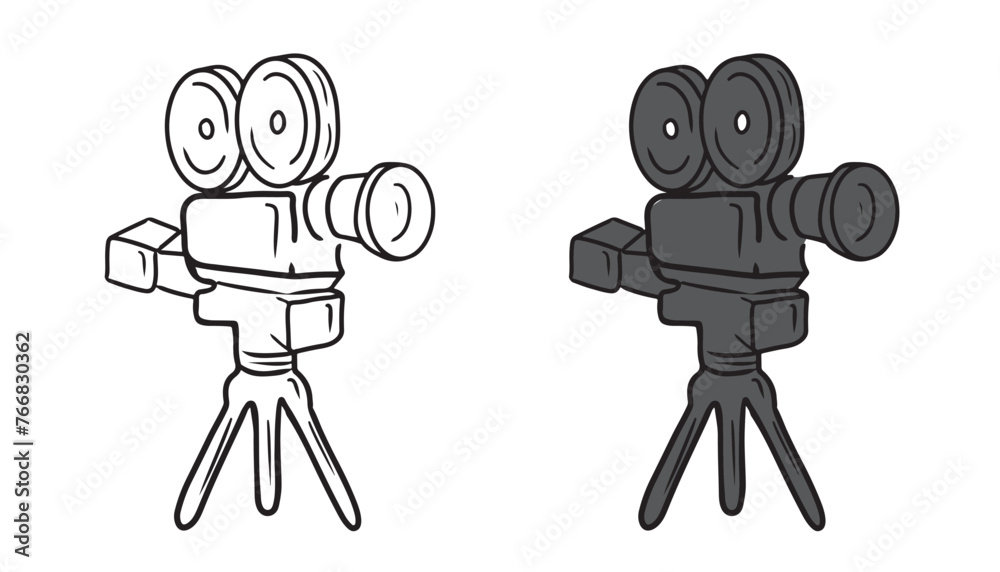 Video camera for recording movies and scenes as a symbol of cinema and ...