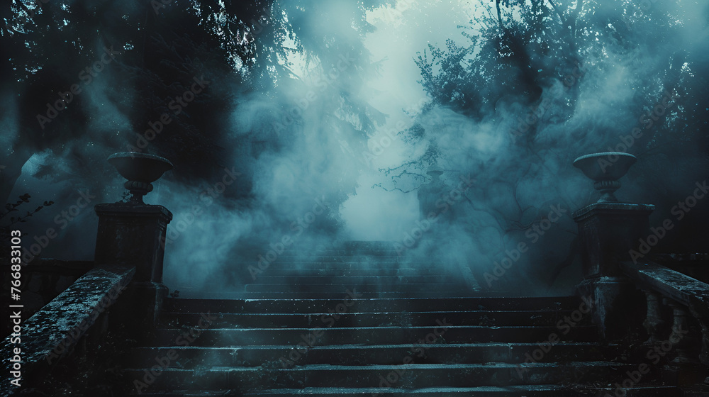 Spooky fog overlays Halloween overlay realistic Panoramic view of the ...