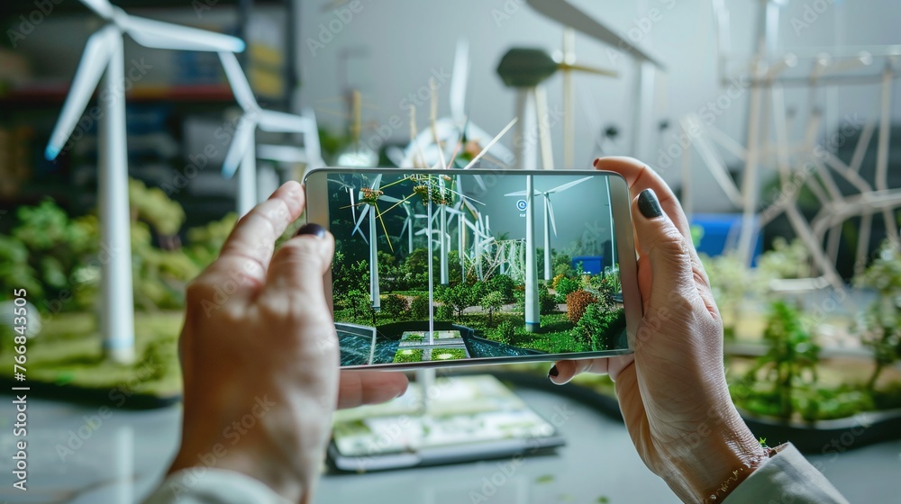 renewable energy engineers design wind turbine park using virtual ...