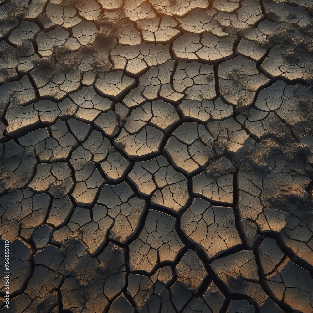 Dry mud cracked barren ground land texture background due to lack of ...