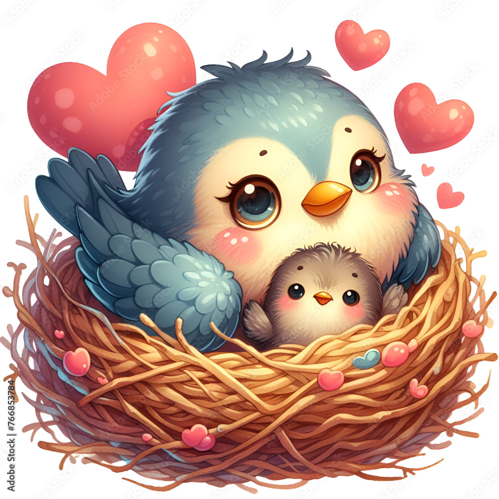 Watercolor Cute Mother And Baby Safari Animals Clipart Mom and Baby PNG ...