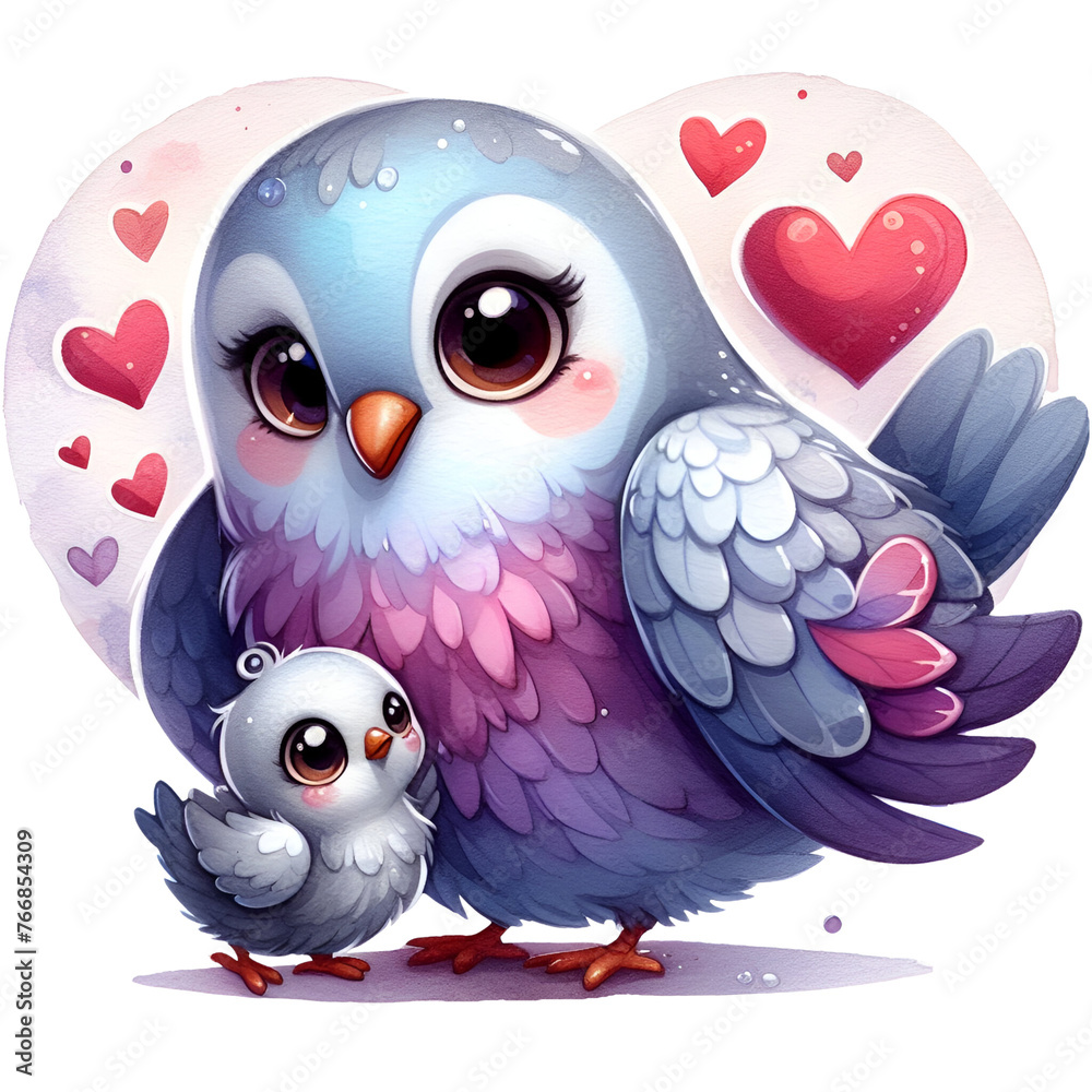 Watercolor Cute Mother And Baby Safari Animals Clipart Mom and Baby PNG ...