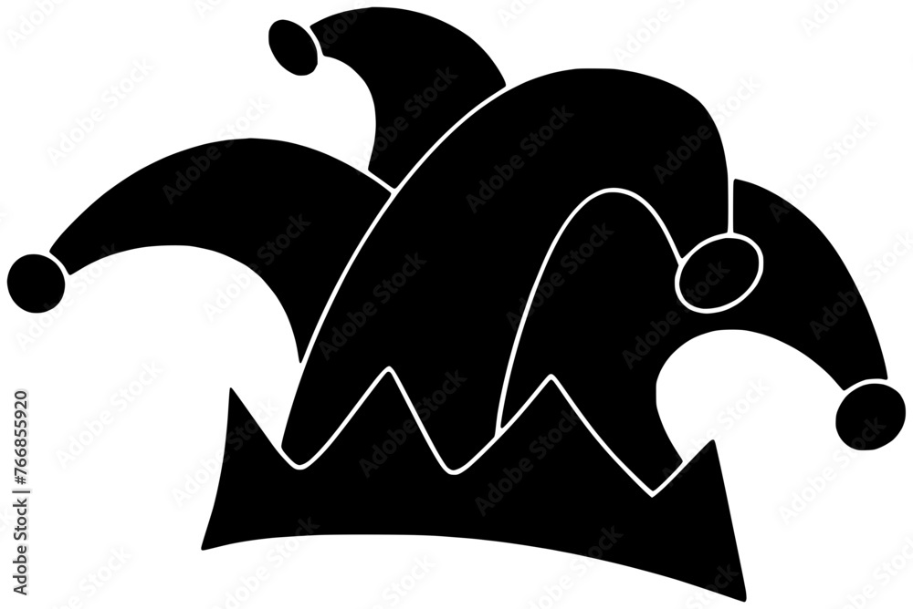 jester illustration clown silhouette joy logo humor icon comic outline ...