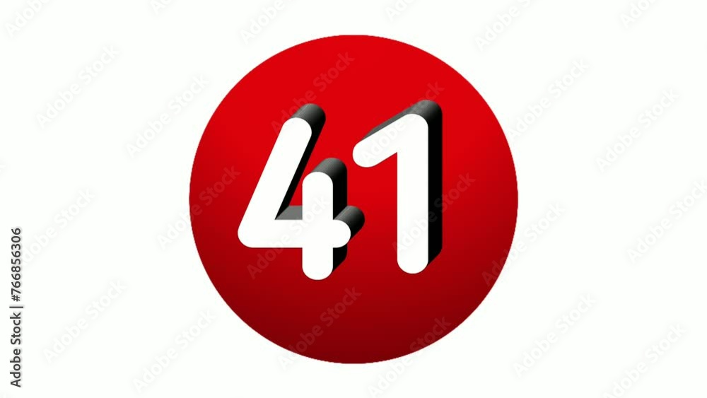 3D Number 41 forty one sign symbol animation motion graphics icon on ...