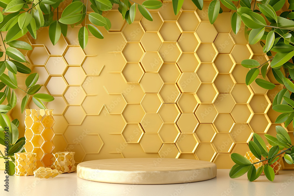 Honey Syrup and granite Platform Backdrop. Natural sweet syrup, organic ...