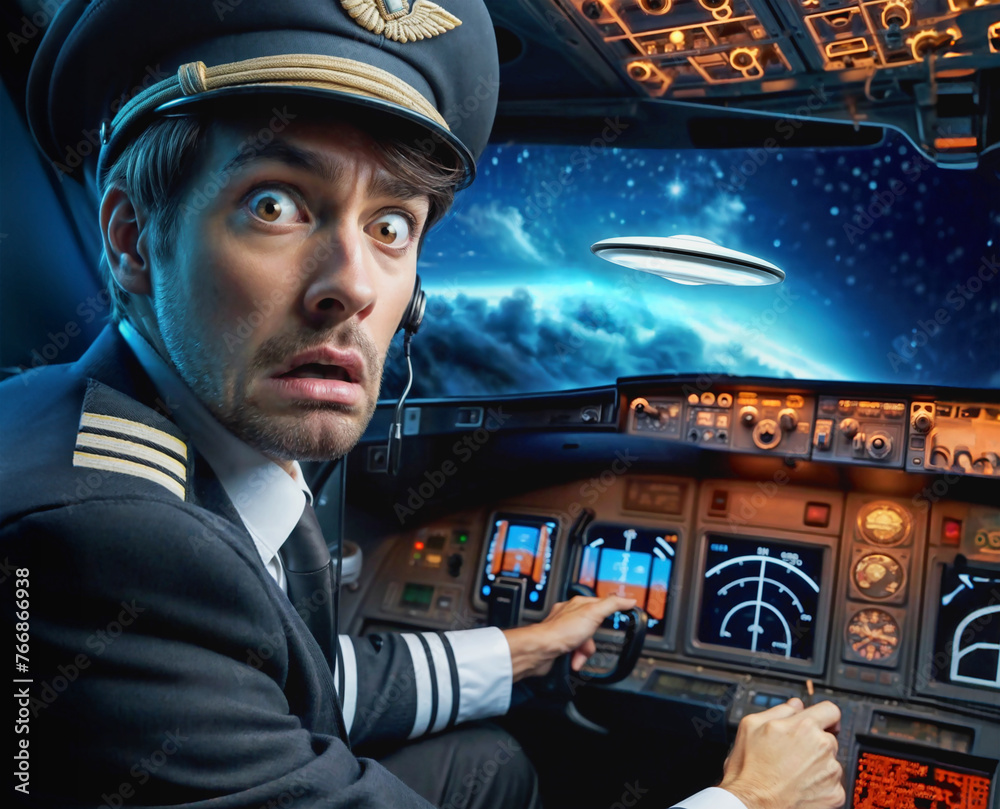 Scared airline pilot during a regular flight as he spotted an unknown ...