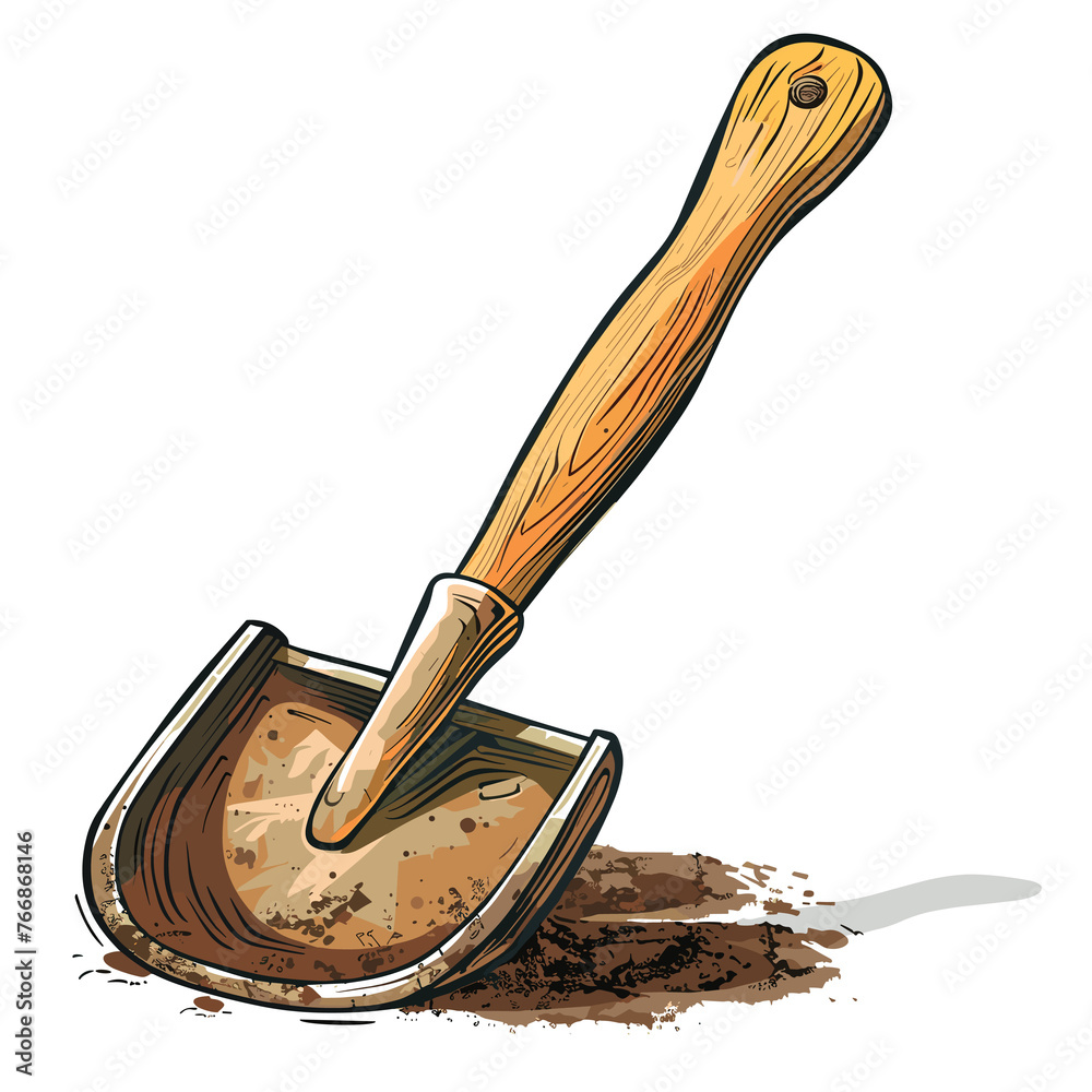 Shovel Cartoon, Isolated on transparent background, PNG, Cartoon Stock ...