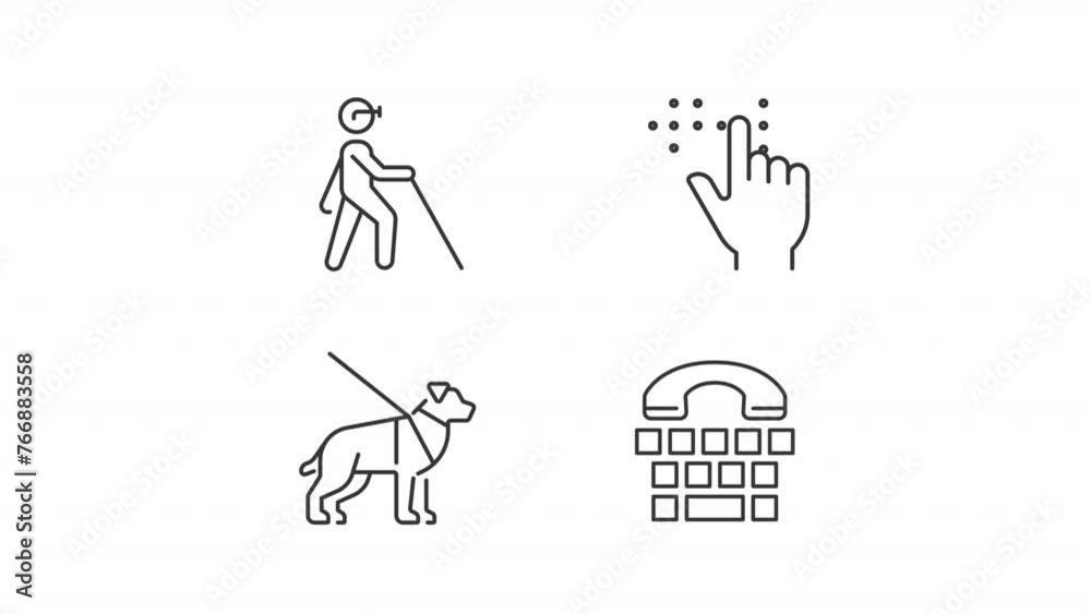 Blindness line animation library. Animated icons related to visual ...