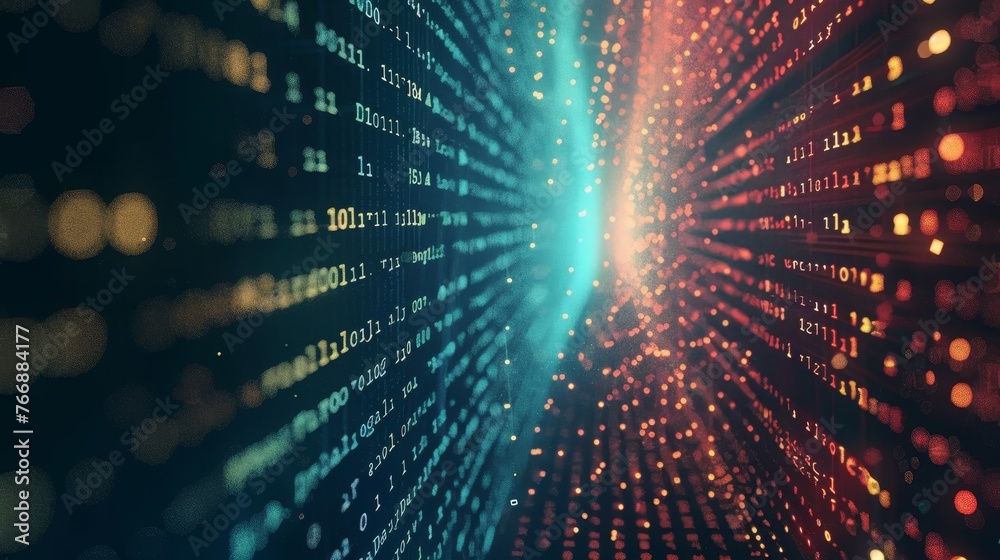 Technology Background : featuring a big data concept with binary computer code, symbolizing the ...