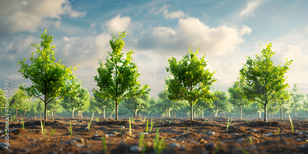 Chronicle the lifecycle of the green tree, from germination to maturity ...