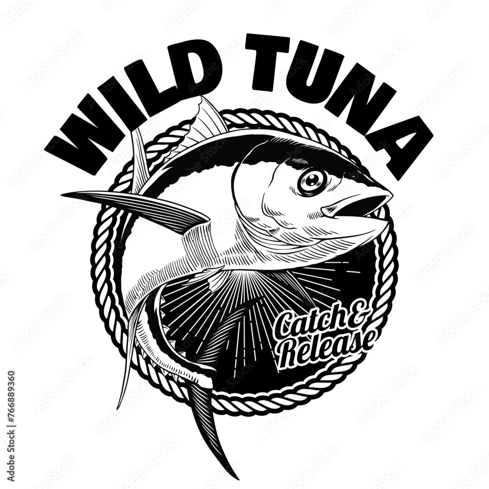 Poster Vintage Tuna Fish T-Shirt Design Illustration.ai – Wall Art ...
