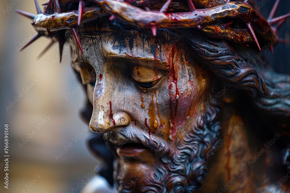 Sculptor Jesus Wearing Spike Crown: A Divine Representation of ...