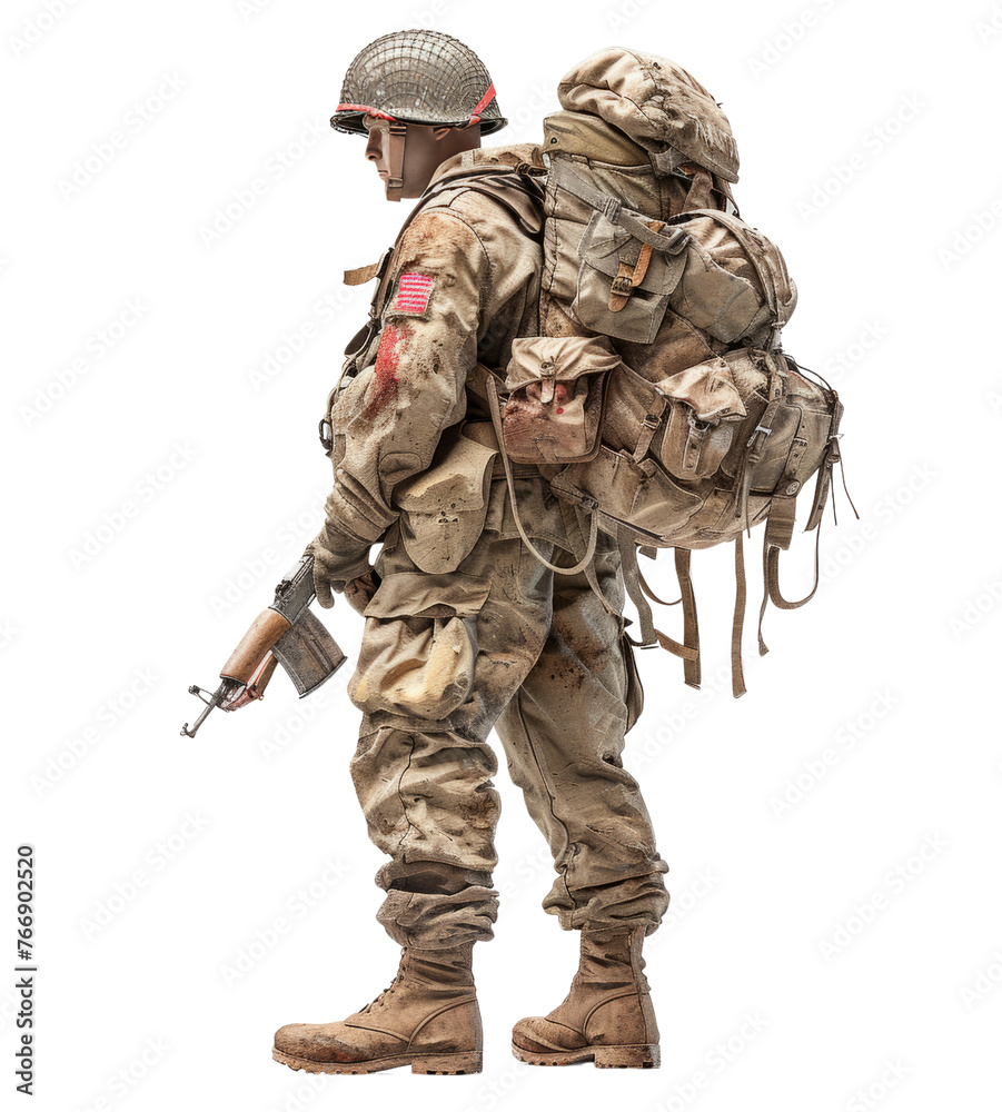 Solitary Soldier with Full Gear, Reflection of Resilience, military ...