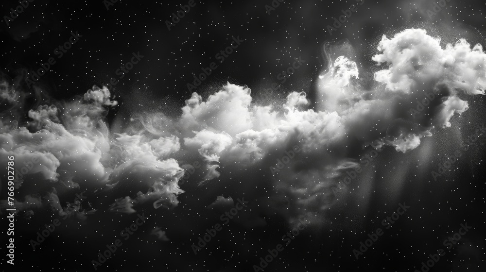 Abstract dots clouds, blizzard and whirlwind with white smoke, fog ...